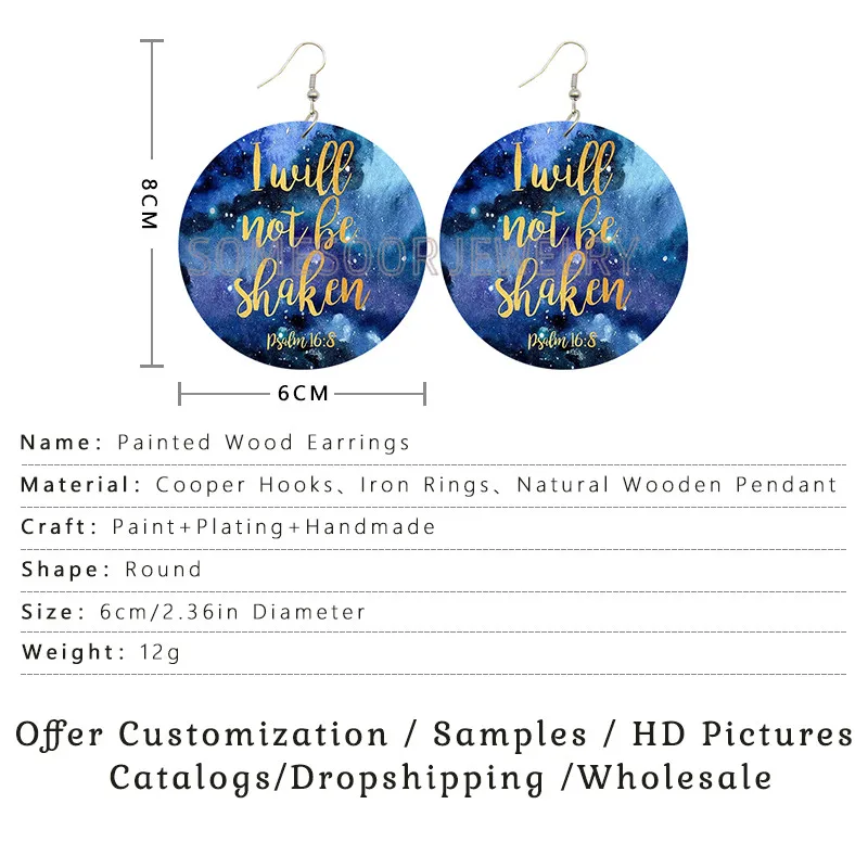 SOMESOOR I Love Jesus Christian Sayings Printed Wooden Drop Earrings ...