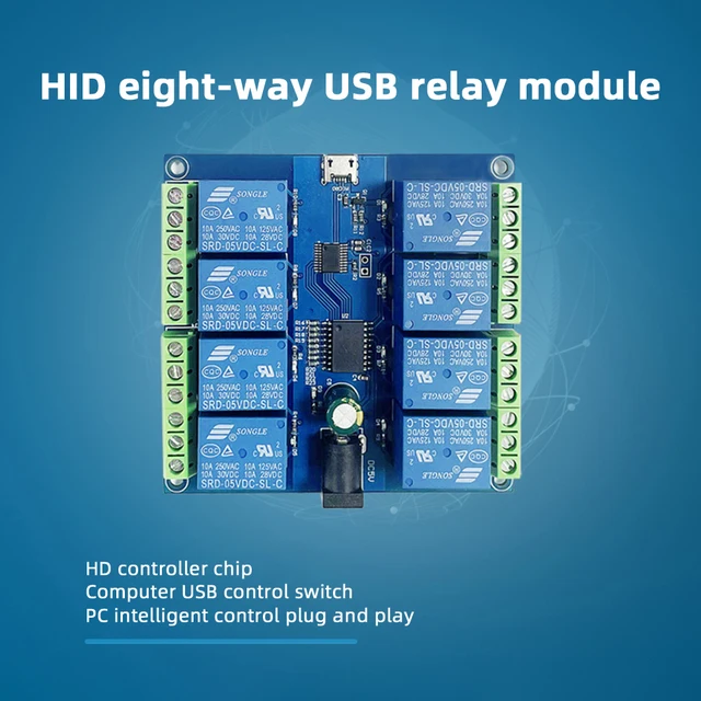 24v Relay Module 8 Channel USB Relay Board - 24VDC Control For Home ...