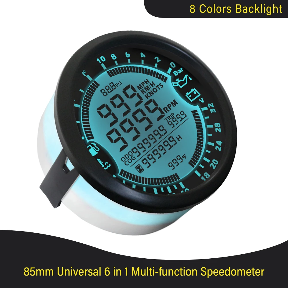 New 6 In 1 Multi-functional Gauge Meter Car Boat 85mm Gps Speedometer ...
