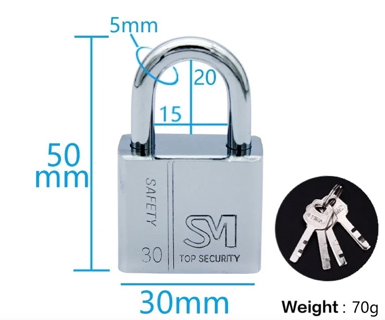 30mm-Stainless-Steel-Security-Padlock-with-4-Keys-Heavy-Duty-Silver ...