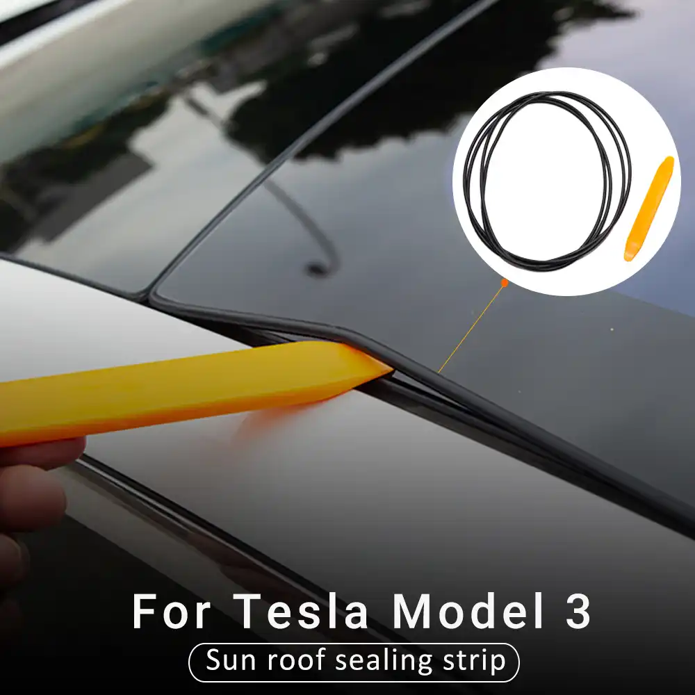 Black CoolKo Tesla Model 3 & Model Y Windshield & Roof Wind Guard Noise ...