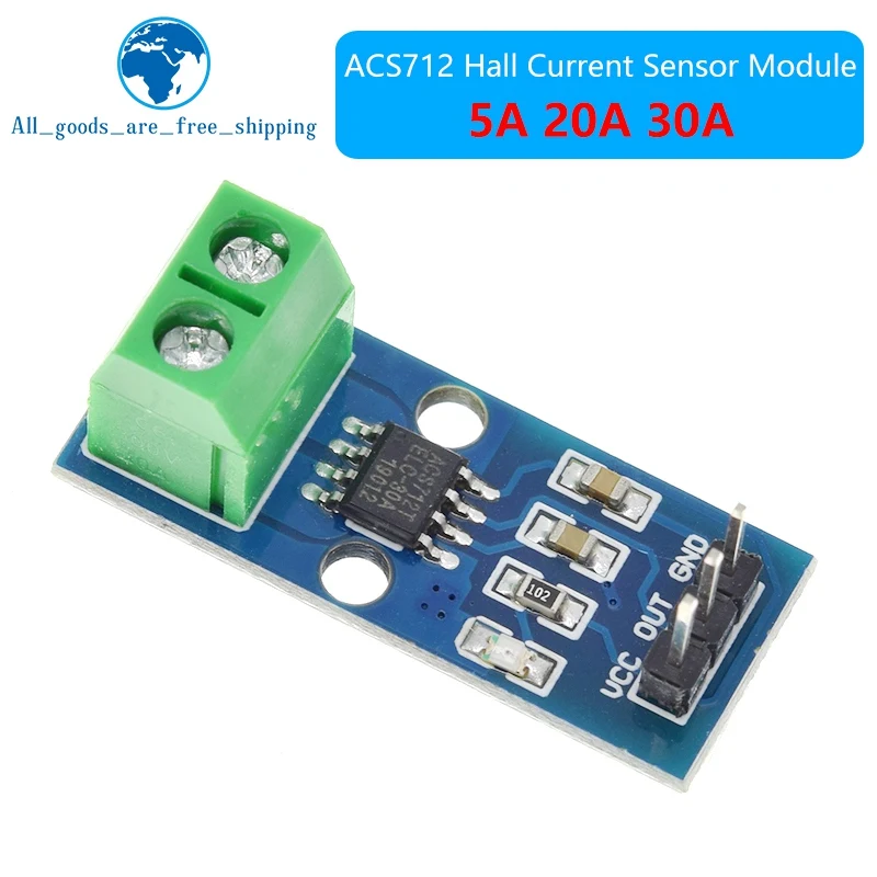 TZT Módulo de Sensor de corriente, dispositivo con rango Hall ACS712, 5A, 20A, 30A, para Arduino ...