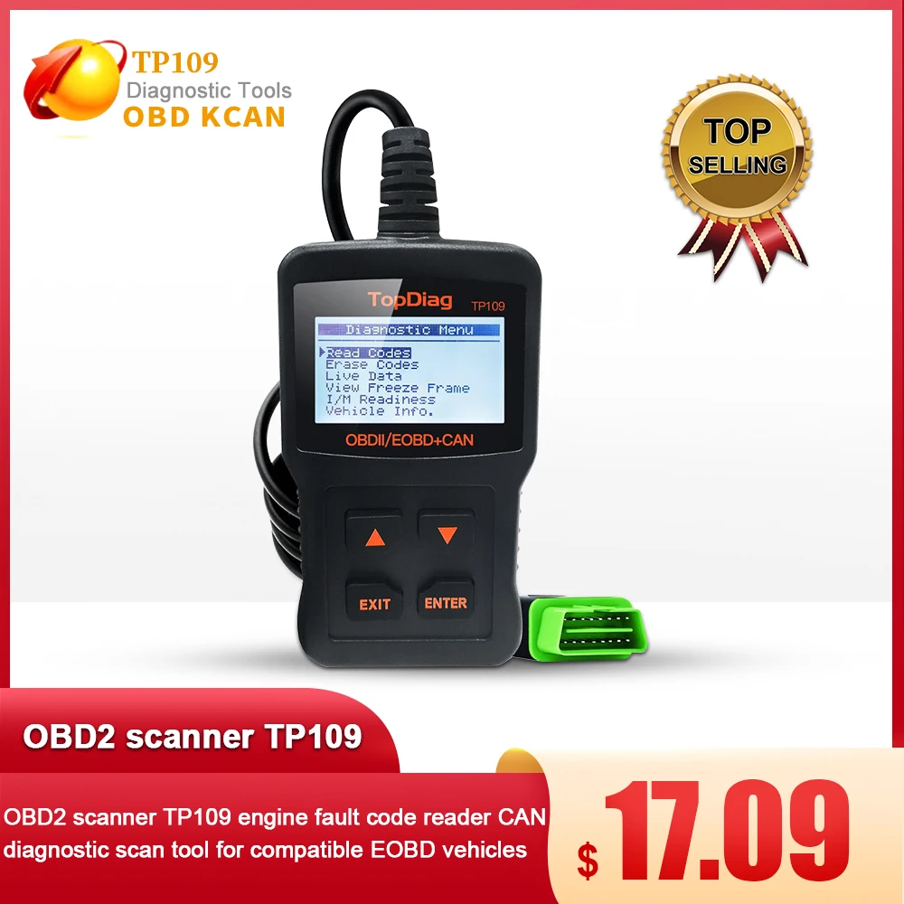 OBD2 scanner TP109 engine fault code reader CAN diagnostic scan tool ...
