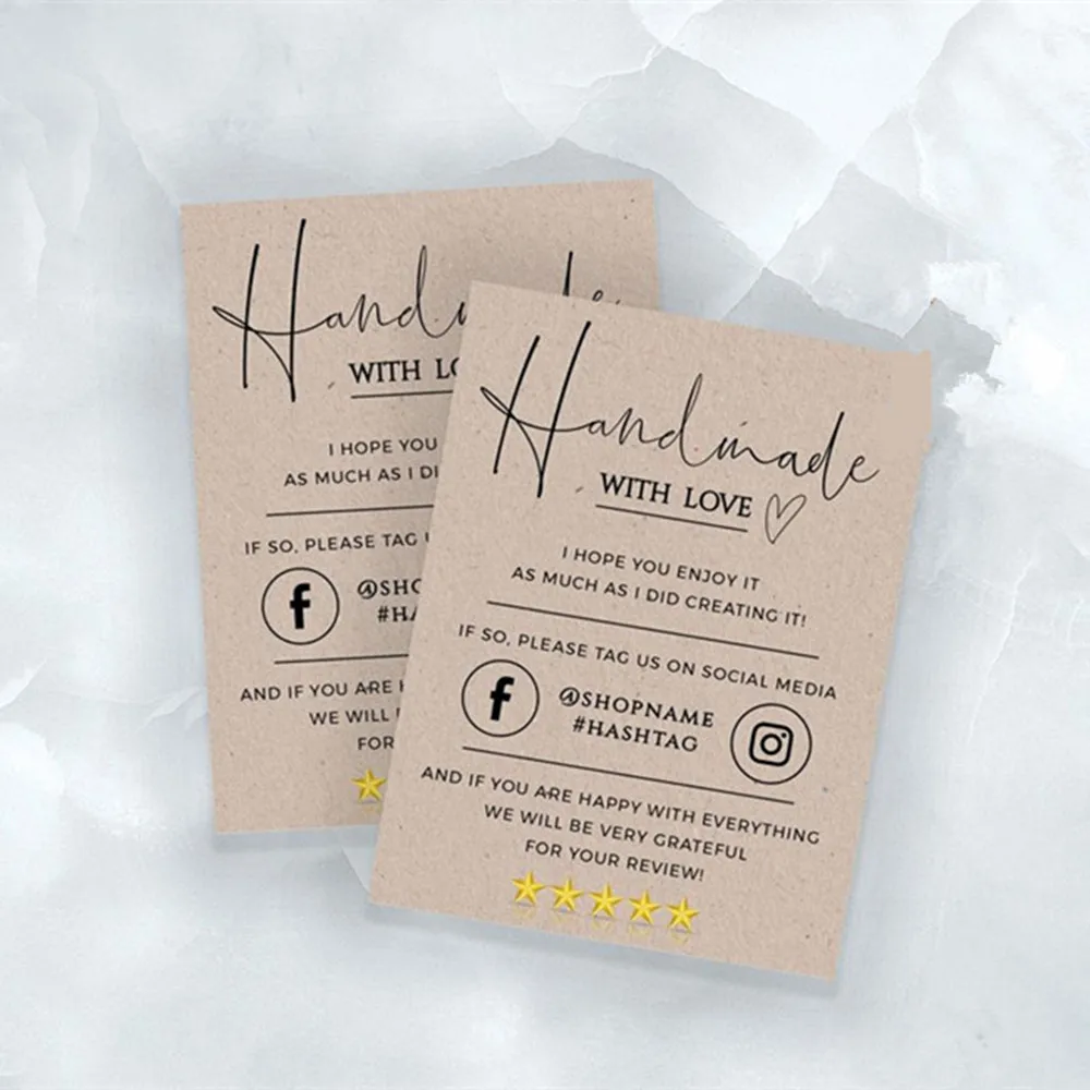 Personalize-logo-Small-Business-Handmade-With-Love-Insert-Card-Kraft ...