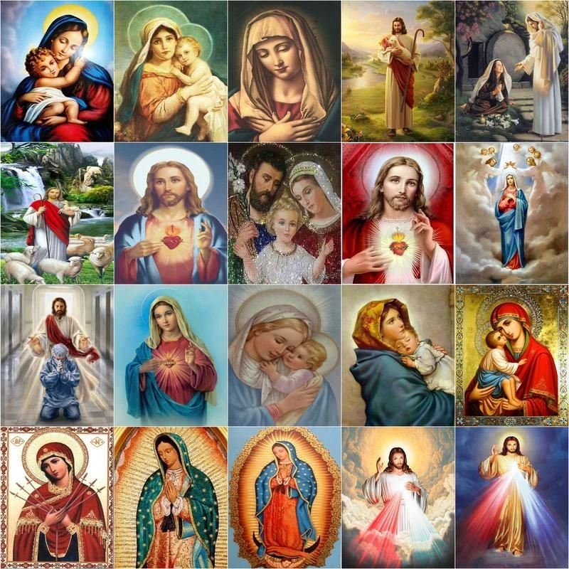 Collage Of The Paintings Of The Virgin Mary: Blessed Mother Of God ...