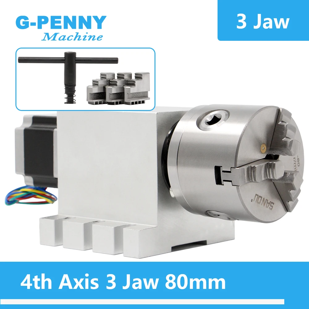 80mm CNC 4th Axis CNC dividing head/Rotation Axis/A axis kit Nema23 ...