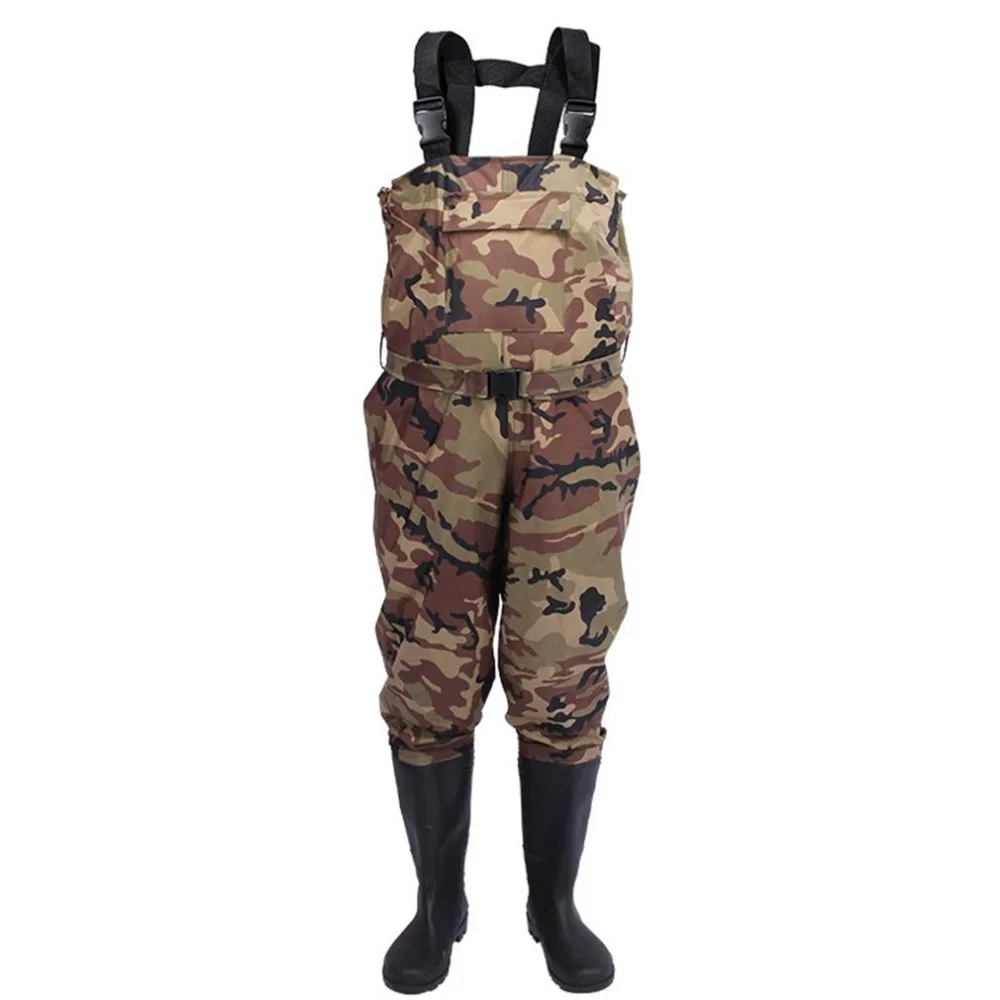 Camouflage-Waterproof-Wading-Pants-With-Boots-Outdoor-Fishing-Camping ...