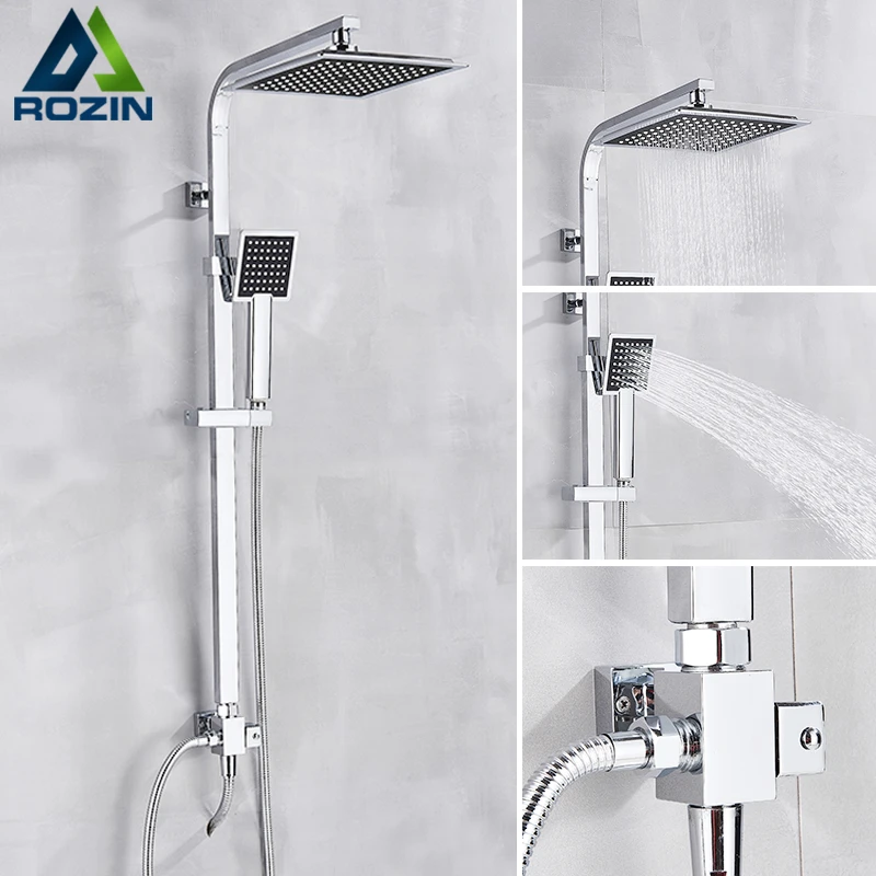 Chrome Bathroom Rainfall Shower Faucet Wall Mounted Simple Design ...