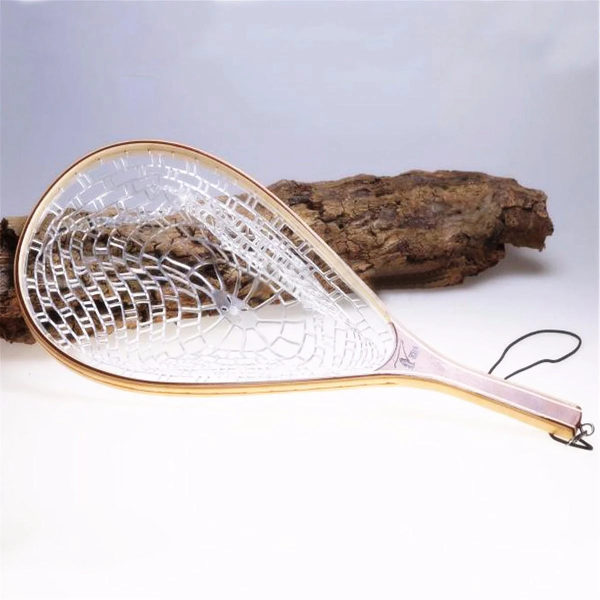 Fishing-Landing-Net-Wooden-Handle-Fly-Trout-Soft-Rubber-Net-Mesh ...