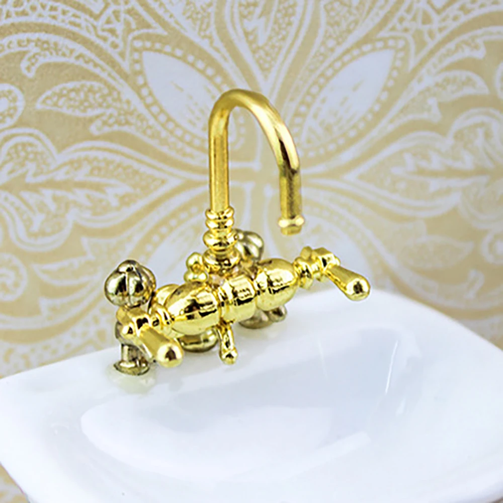1/12 Dollhouse Miniature Accessories Mini Alloy Bathtub Faucet ...