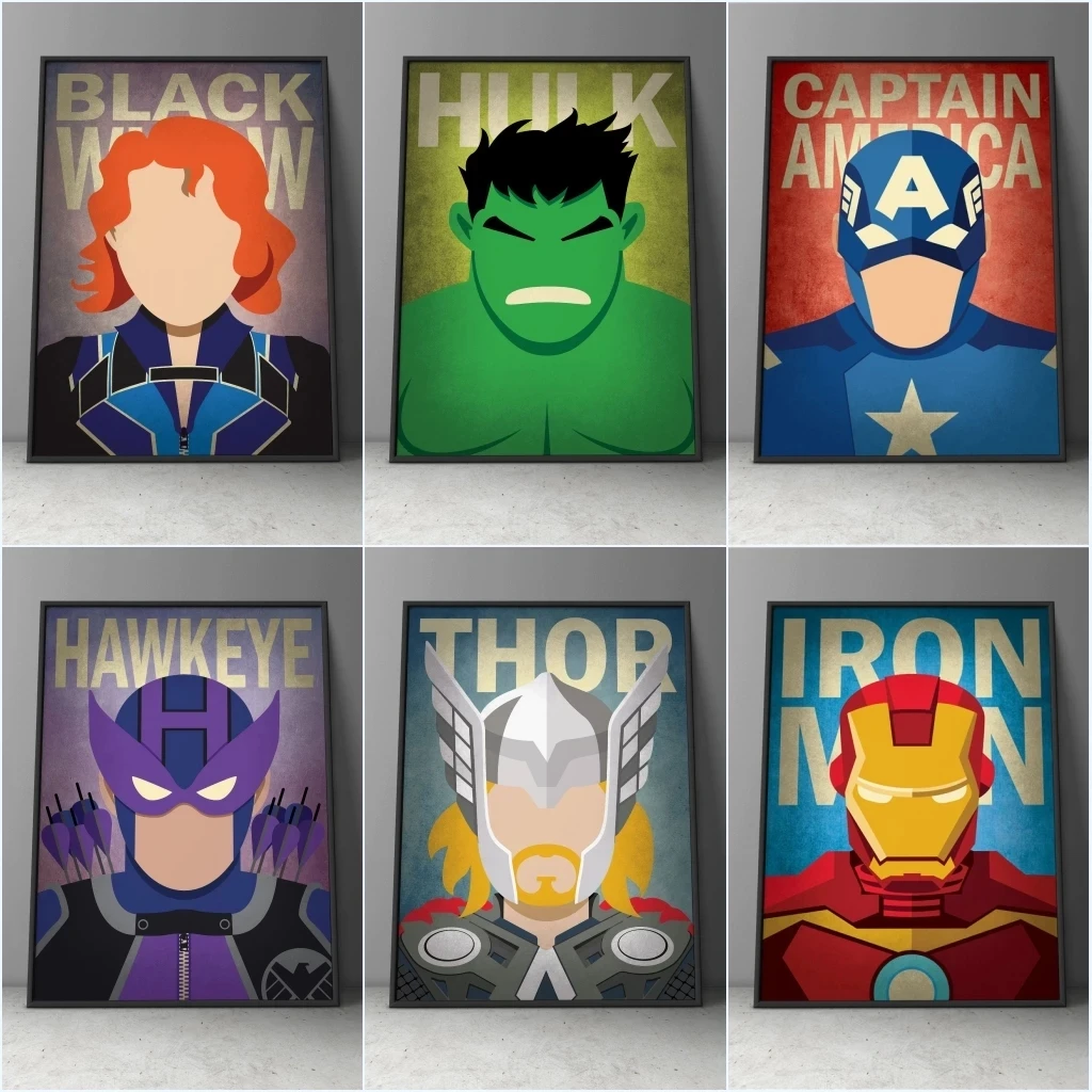 Marvel Poster Avengers Wall Art Minimal Art Marvel Champions Superhero ...