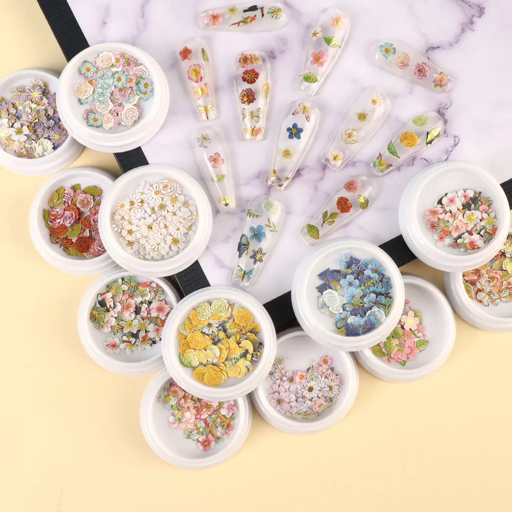 Nail-Decor-Dried-Flowers-Grass-Bird-Wood-Pulp-Made-Nail-Art-Clover ...