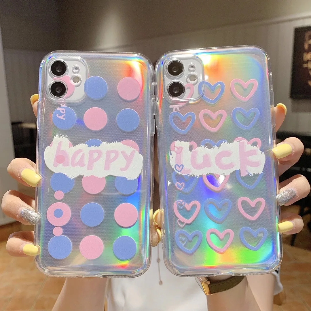Glitter Cartoon Laser Wave Point Phone Case for iPhone 11 12 Pro Max XS ...