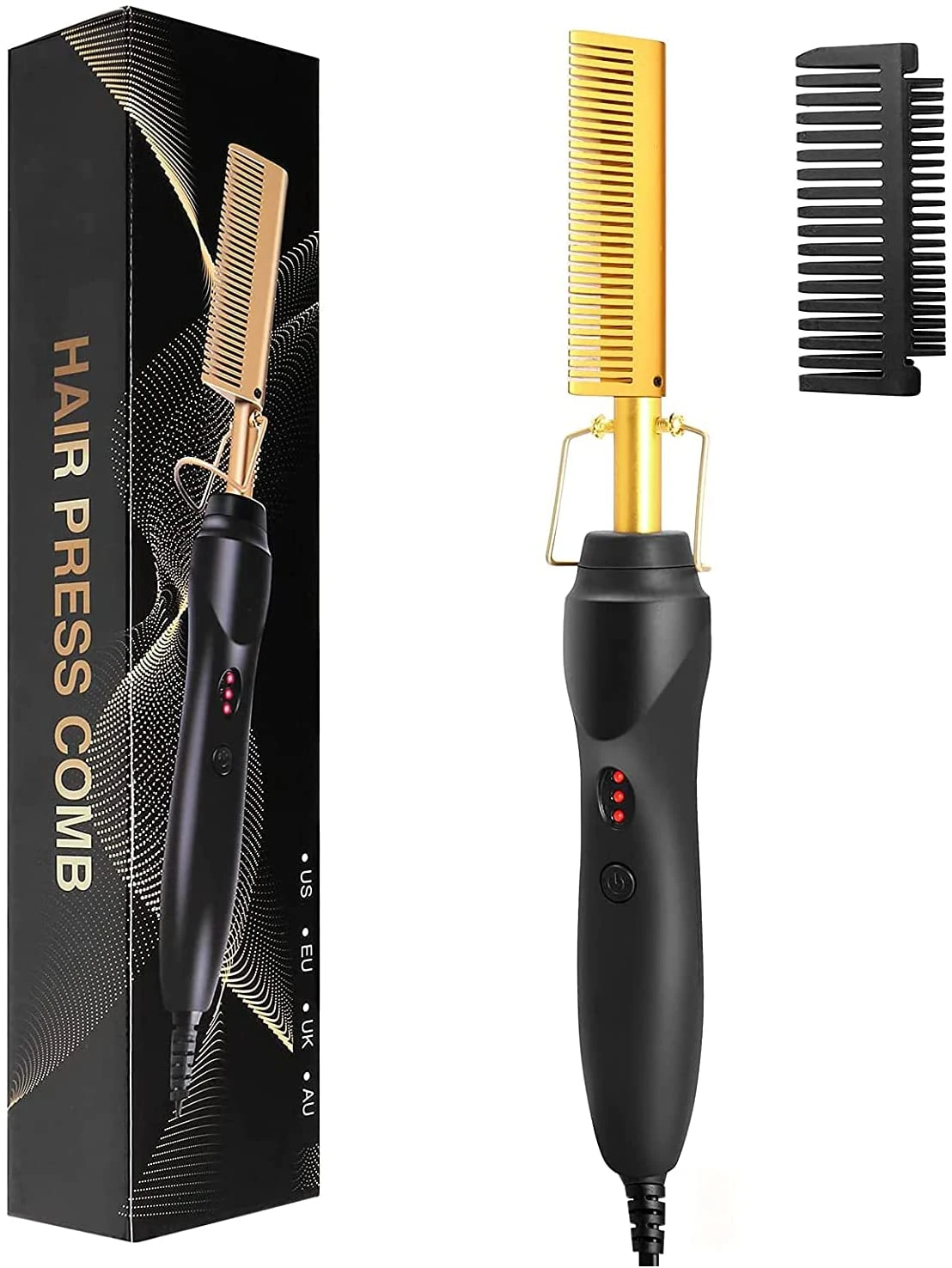 2 in1 Hot Comb Hair Straightener Electric Heating Comb Fast Heating ...
