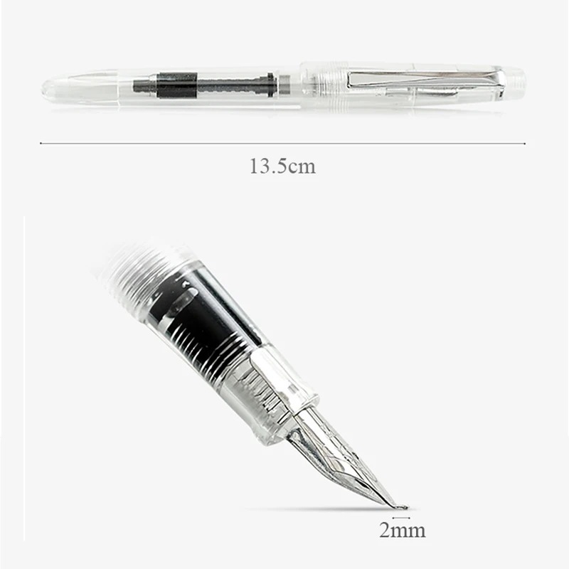 Cute Transparent Fountain Pen 0.5mm Calligraphy Pen Curved Nib Pen for ...