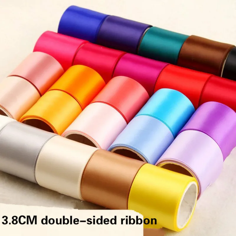 3.8cm Double-sided Solid Color Ribbon Ribbon Diy Gift Wrap Handmade Bow ...