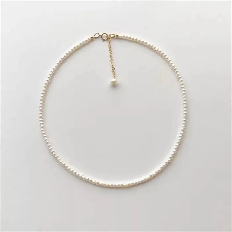 Colar de pérola de água doce natural 6 7mm, colar simples|Colares ...