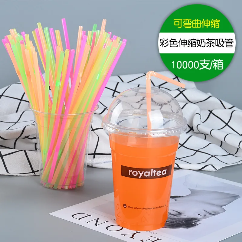 Pp Extendable Plastic Straw Disposable Soy Milk Color Elbow Milk Tea ...