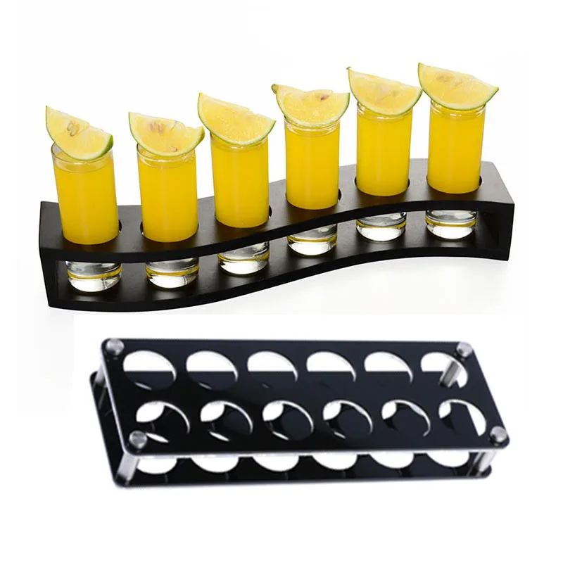 Acrylic/Wooden Shot Glass Holder Display Rack Bar Wine Drinks Cup ...