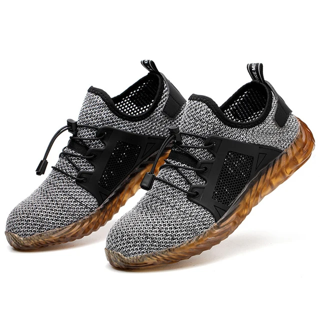 Mens Safety Work Shoes Light Weight Steel Toe Work Boots Male Anti ...