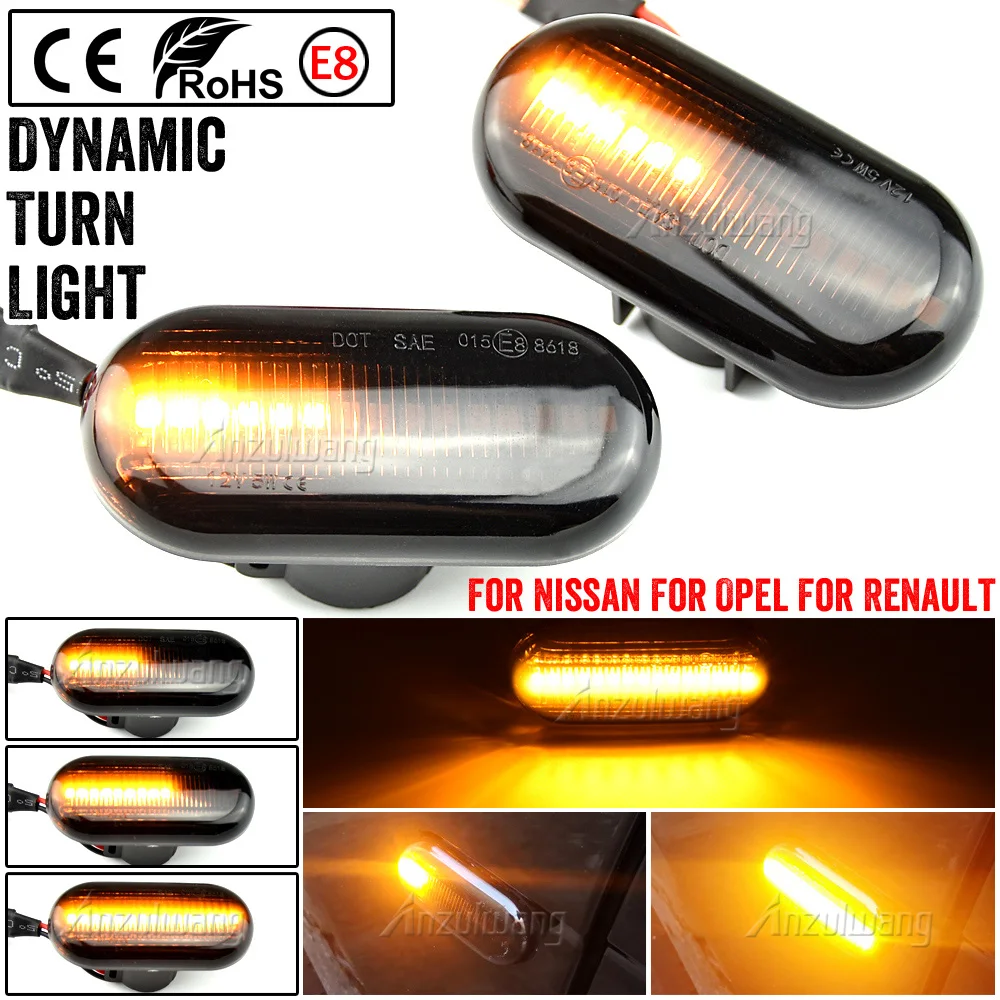 2x Led Dynamic Turn Signal Lights Side Marker For Renault Clio Trafic ...