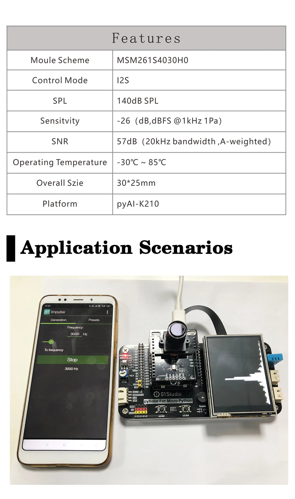 pyAI-K210용 마이크 모듈 [K210 MIC-MSM261S4030H0] / 디바이스마트