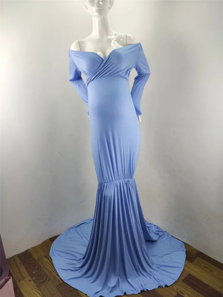 Roadfisher Pregnancy Dresses Maternity Gown Long Sleeve Trailing ...