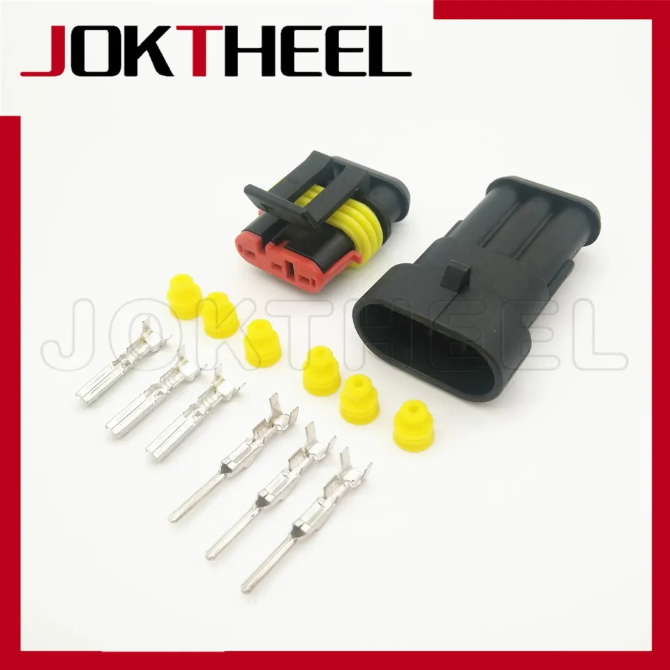 1/5/10/20 Sets Te Tyco Amp 3 Pin Way Male Female Waterproof Electrical ...