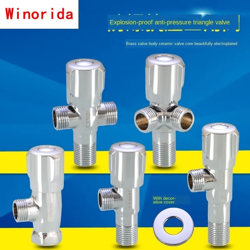 1/2 IN Hot and Cold Water Triangle Valve Water Stop Valve Basin Basin ...