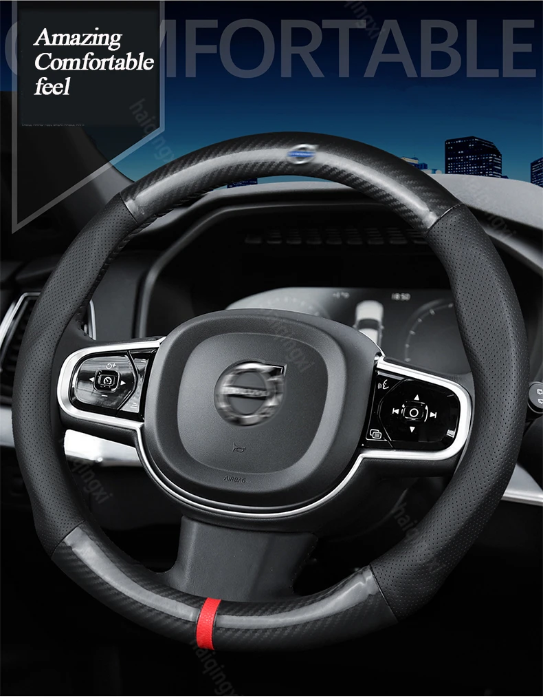 COUVRE-VOLANT,BLACK-B logo--Jeu de housses de volant de voiture, pour ...