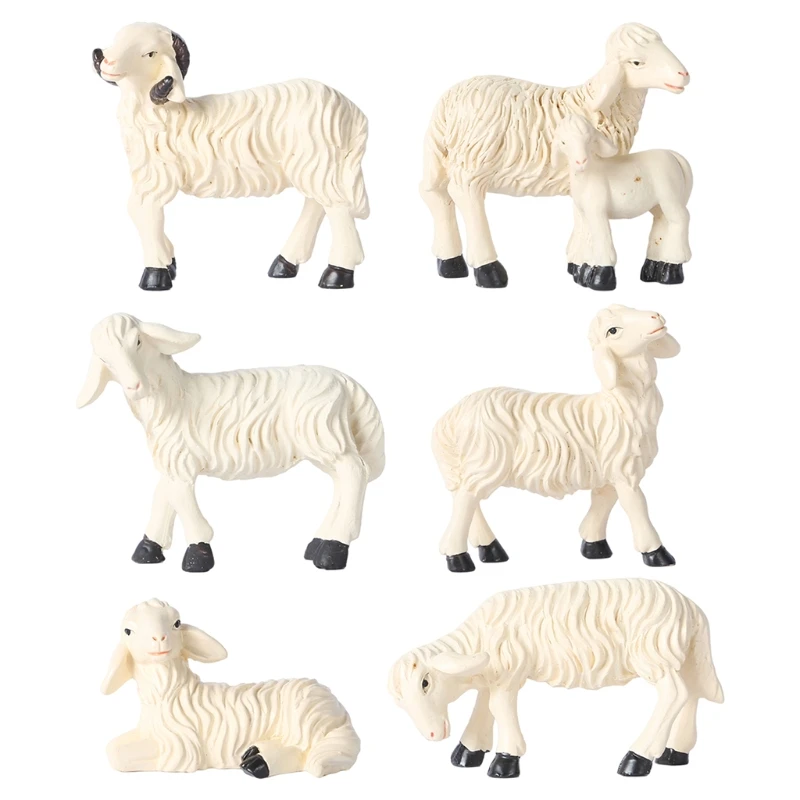 6Pieces-Dollhouse-Miniature-Lamb-Ornament-Sheep-Figurine-Resin-Statue ...