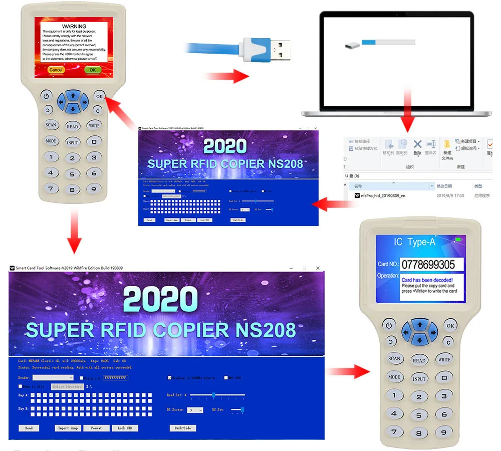 RFID Super Featured Smart Card Reader 125KHz Key Card Copier RFID ...