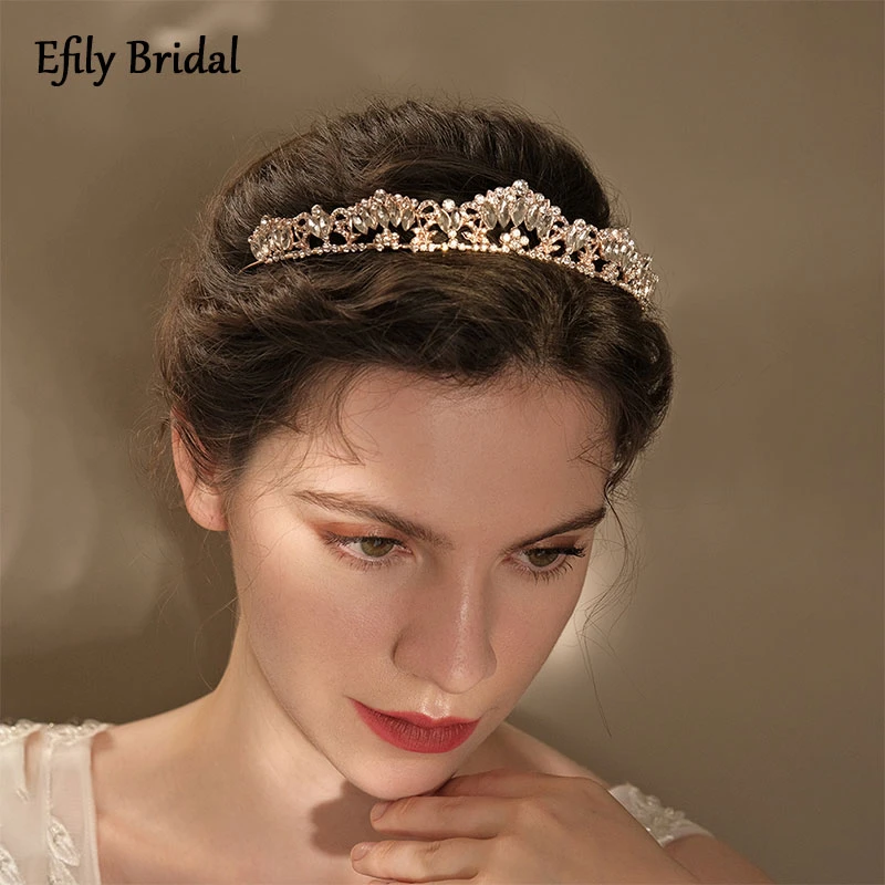 Efily Rhinestone Crown Hair Accessory for Women Wedding Bridal Crystal ...
