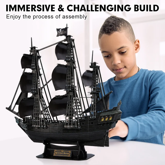 Cubicfun 3d Puzzle Led Pirate Ship Queen Anne's Revenge Price Online ...