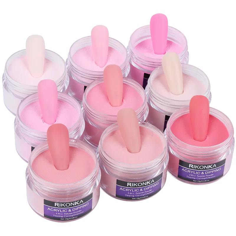 18 Colors 15g Acrylic Powder For Nails Art Polymer Tips Builder Pink ...