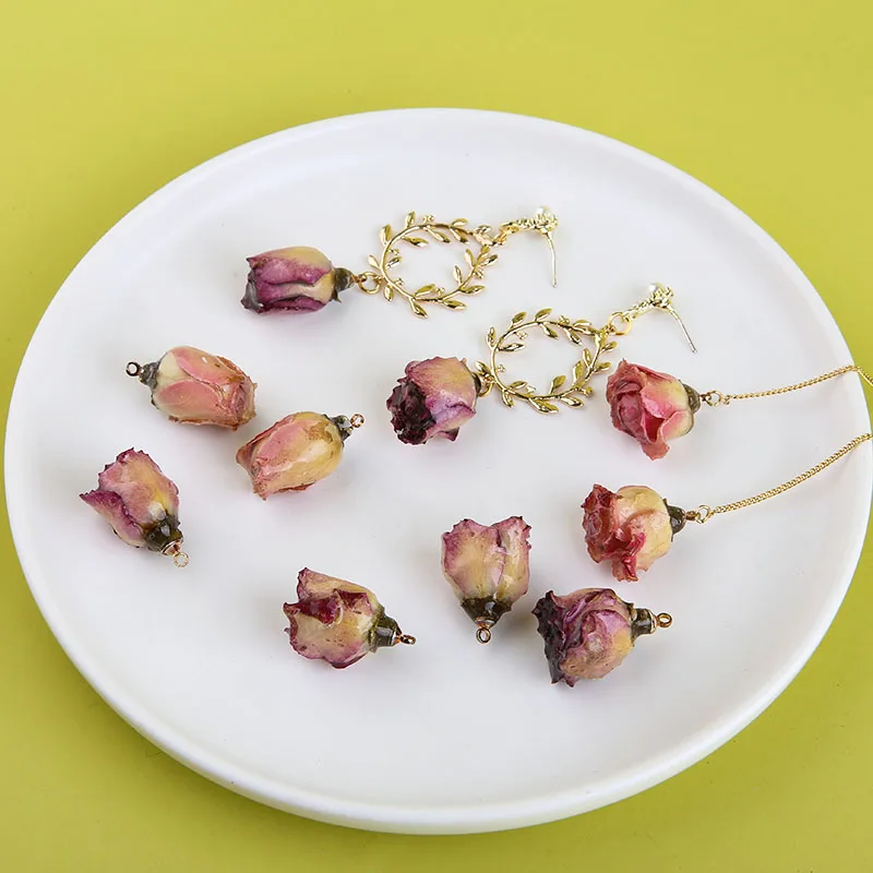2pcs Epoxy Dry Flower Bud Rose Rose DIY Handmade Ornament Semi Finished ...