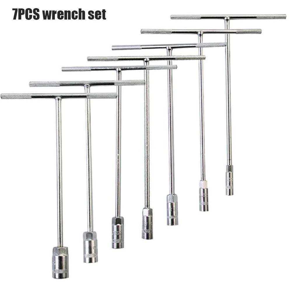 7pcs T-handle Wrench Tool Set 45# Steel 8mm 10mm 12mm 13mm 14mm 17mm 19mm Metric Socket Set Long ...
