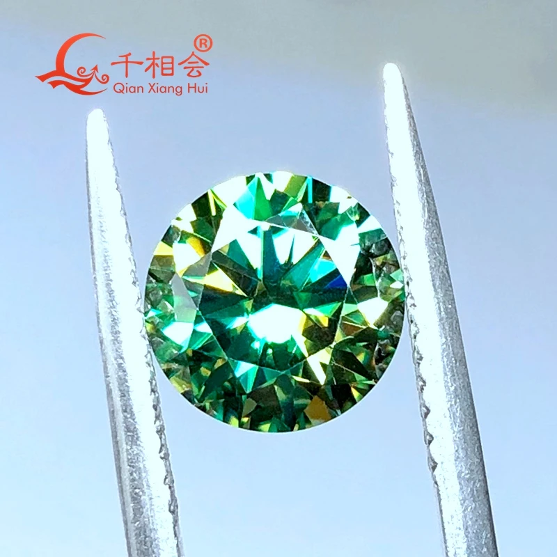 Green Color round Brilliant Cut Moissanite Gemstone 3-14mm Shiny Loose ...