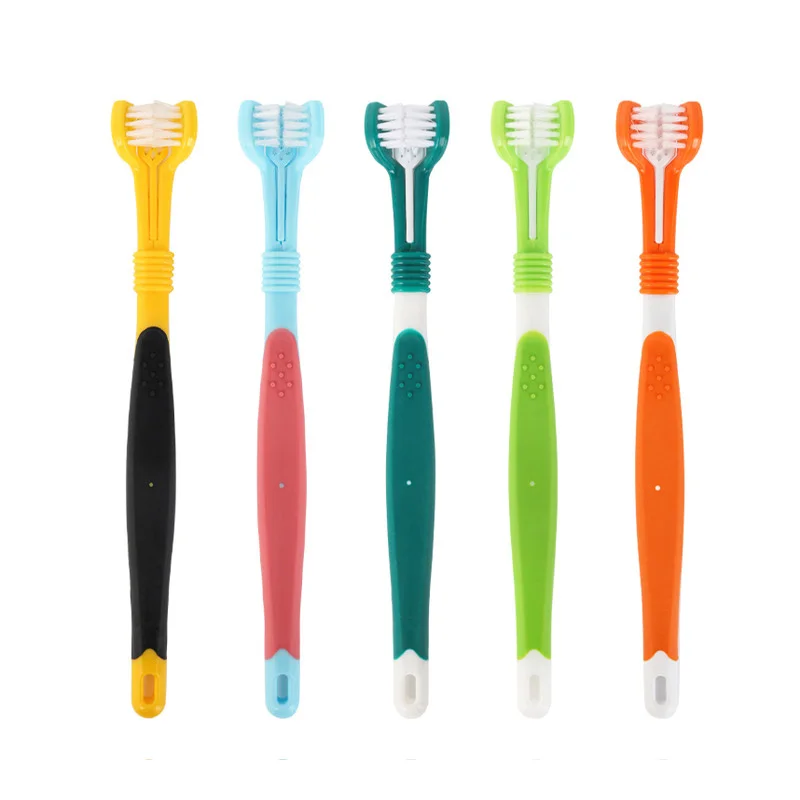 Pet Toothbrush Three-Head Toothbrush Multi-angle Cleaning Addition Bad ...