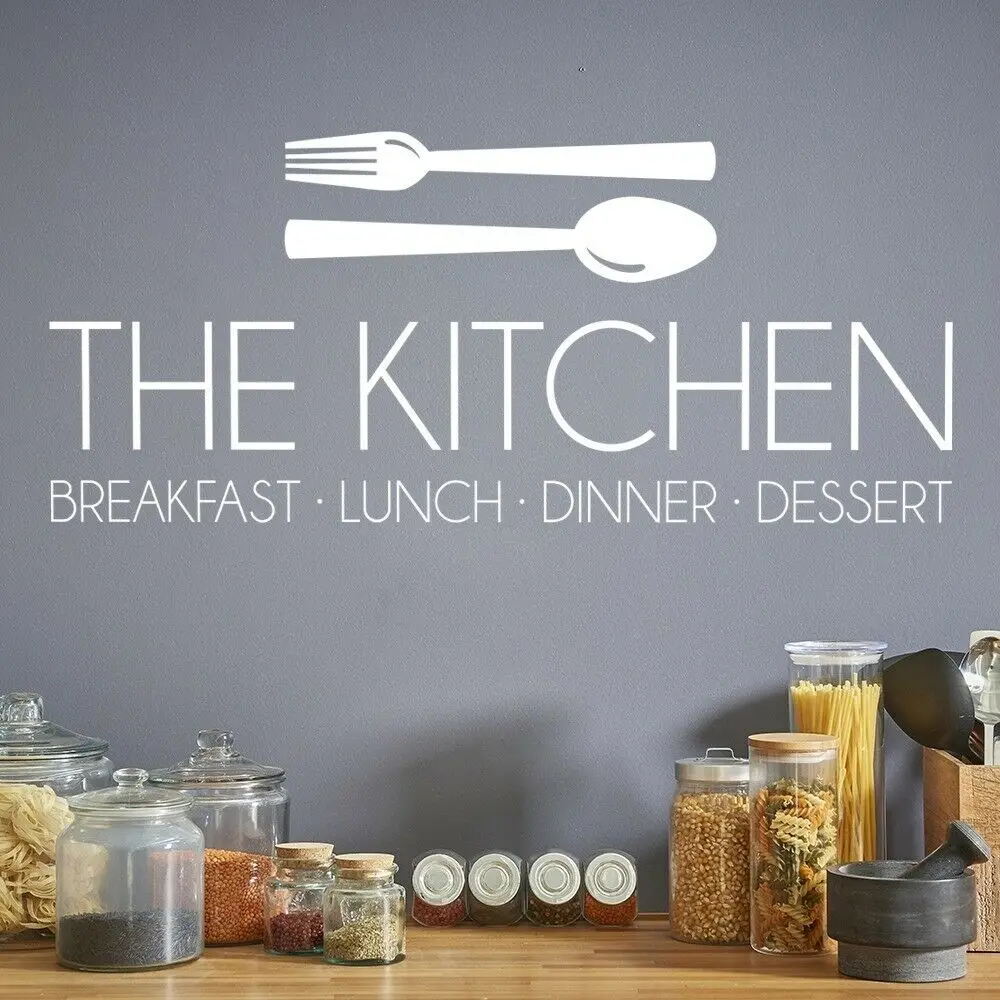 Kitchen Functions Vinyl Lettering Wall Decals Breakfast Lunch Dinner ...