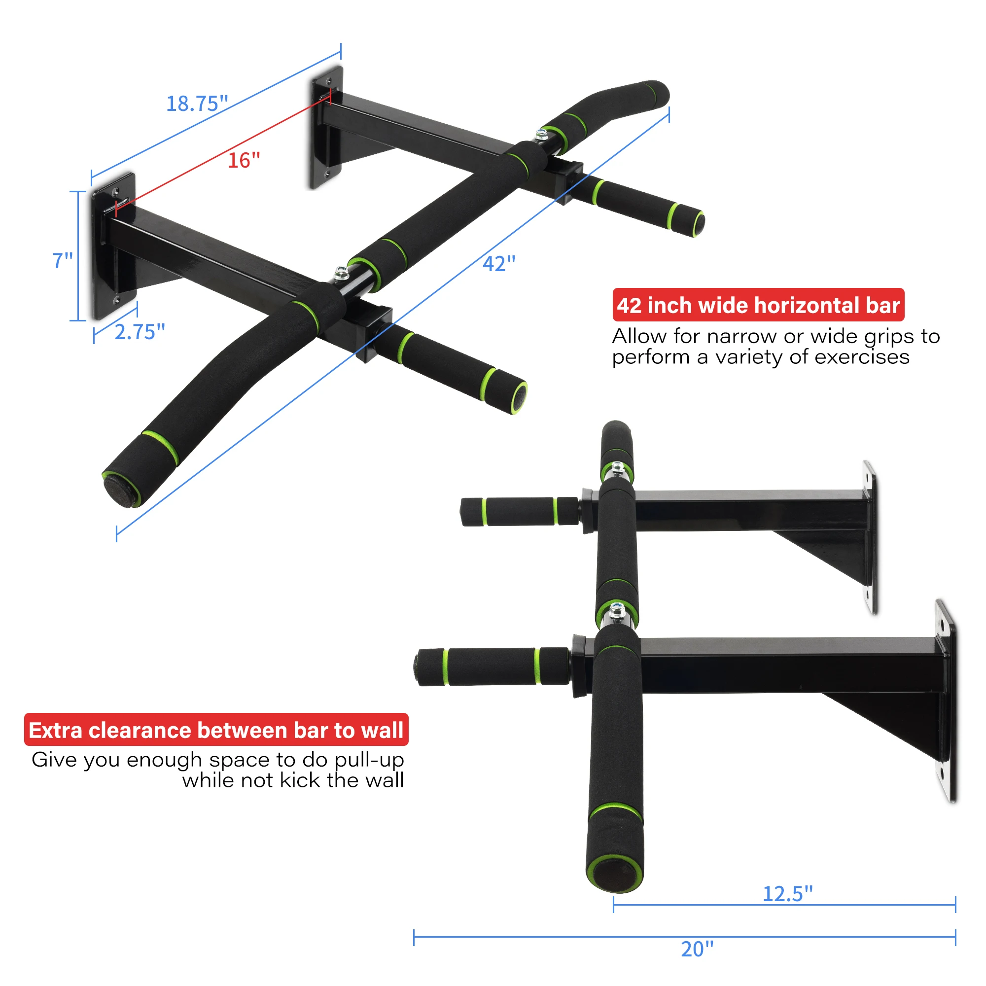 Wall Mounted Pull Up Bar Dimensions