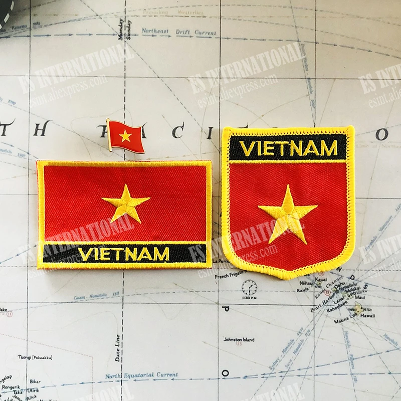 VIETNAM National Flag Embroidery Patches Badge Shield And Square Shape ...
