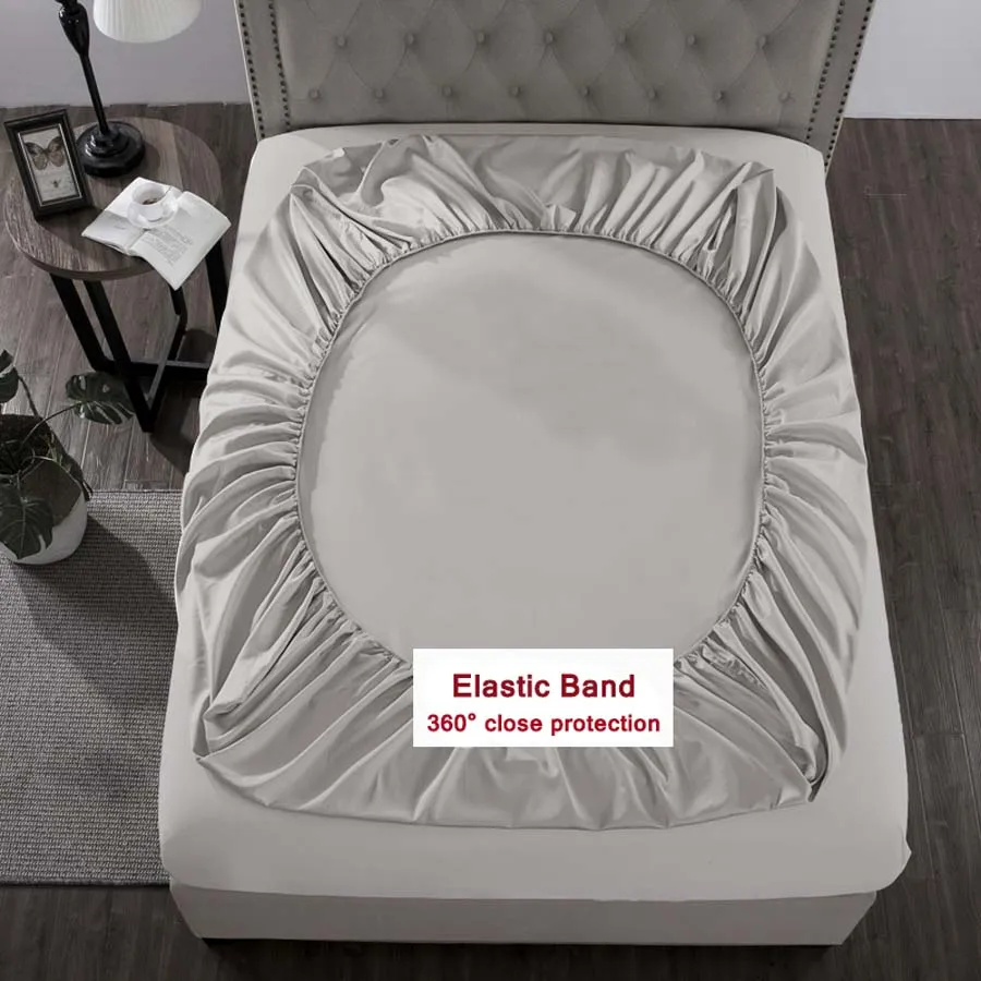 WOSTAR-Solid-colour-polyester-fitted-sheet-elastic-mattress-protector ...