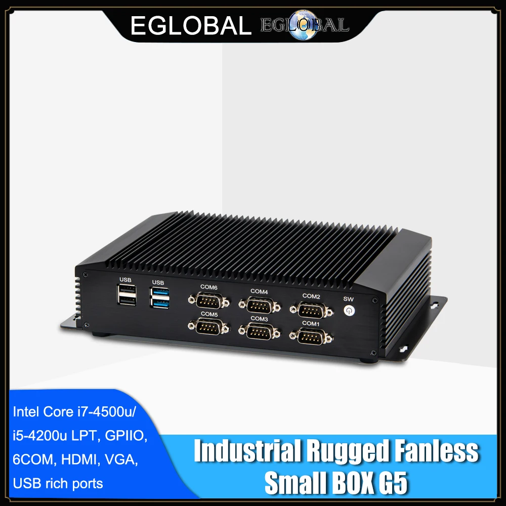Industrial Mini Computer Core i7 8550U i5 8250U i3 DDR4 Rugged Fanless PC 6*COM 2*Intel Lans 8 ...