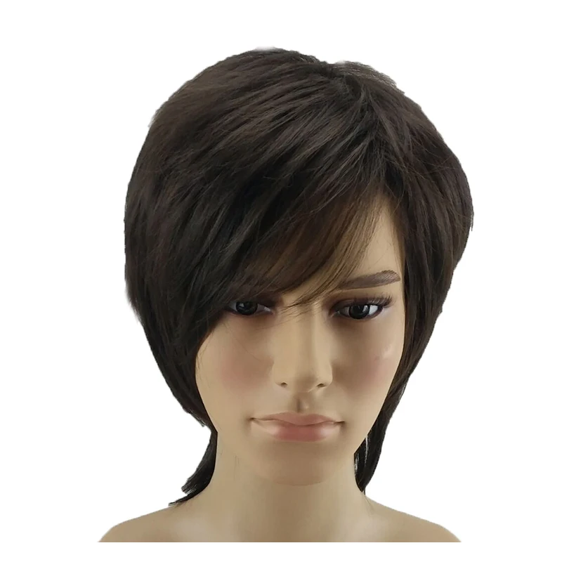 Hairjoyсинтетический парик для мужчин короткие Многослойные темно ...
