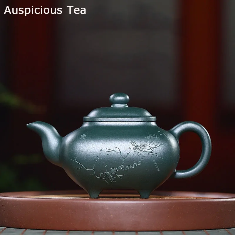 160ml Yixing Pot Raw Ore Dark Green Mud Purple Clay Pot Handmade ...