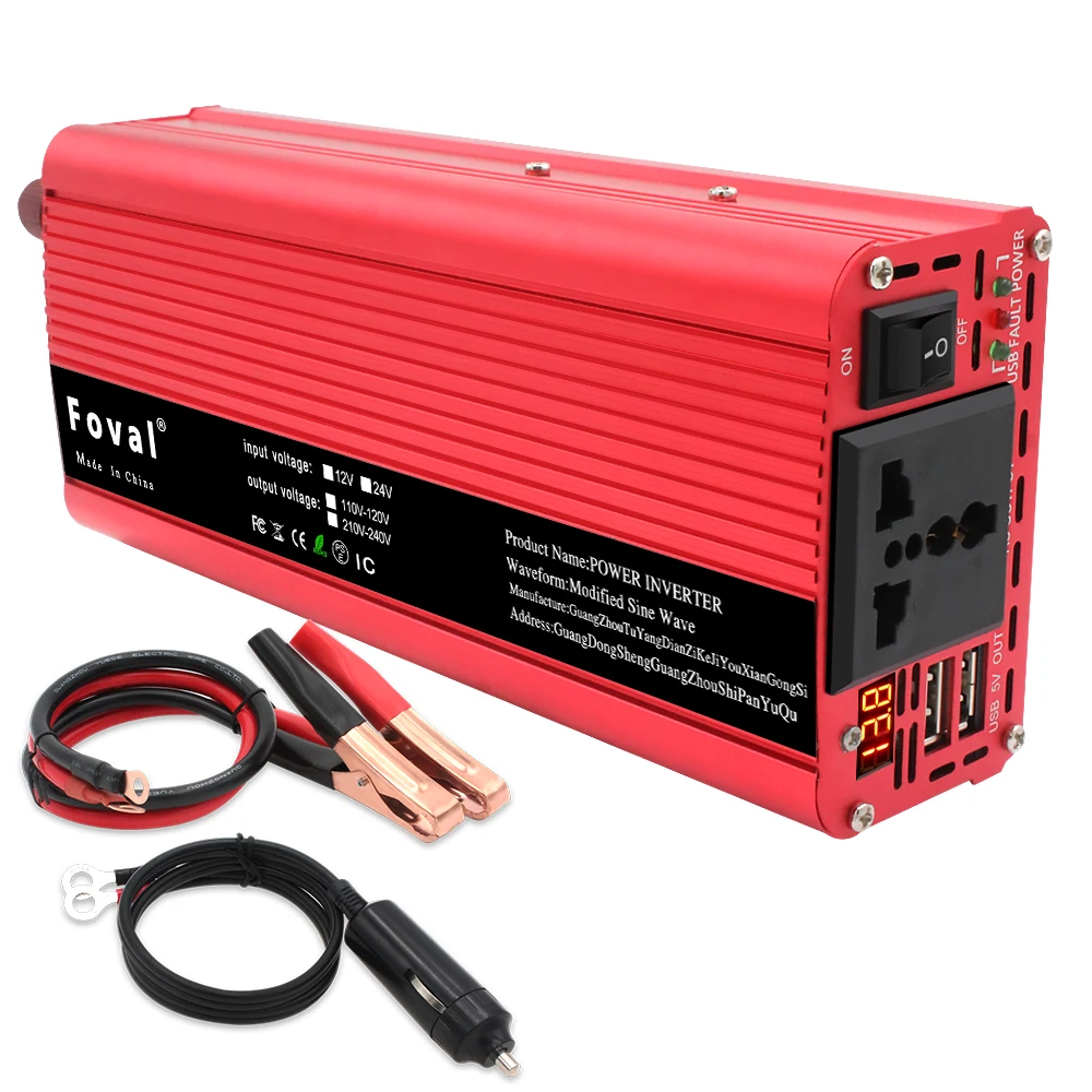 Car Power Inverter 2600W DC 12V/ 24V to AC 220 230V Portable Charger ...