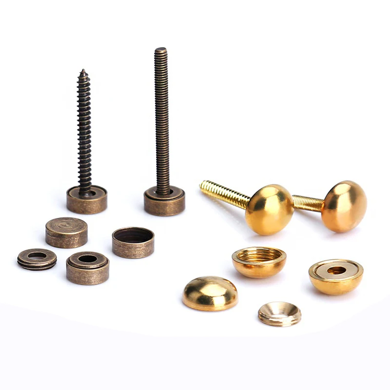 8pcs Brass Screw Cap Circle Decorative Nail Antique Pure copper ...