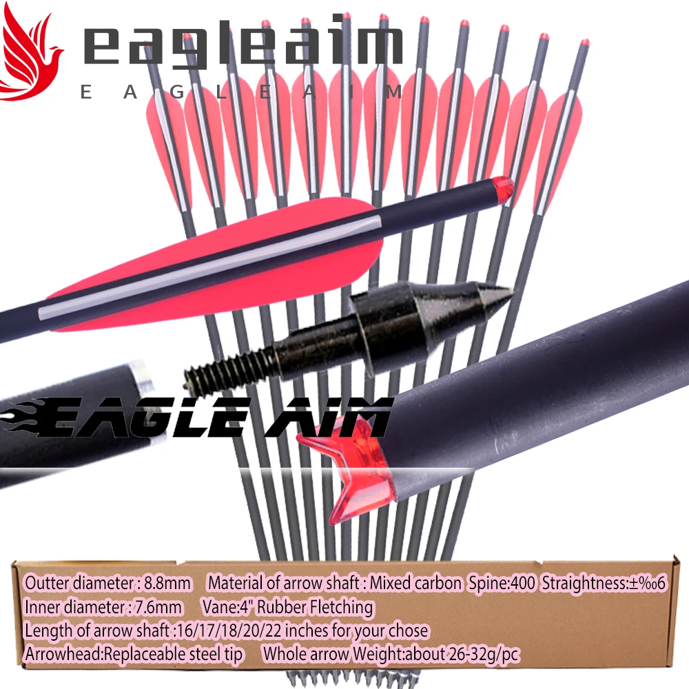9/20PCS 16/17/18/20/22inches Spine400 Archery Carbon Arrow Crossbows ...