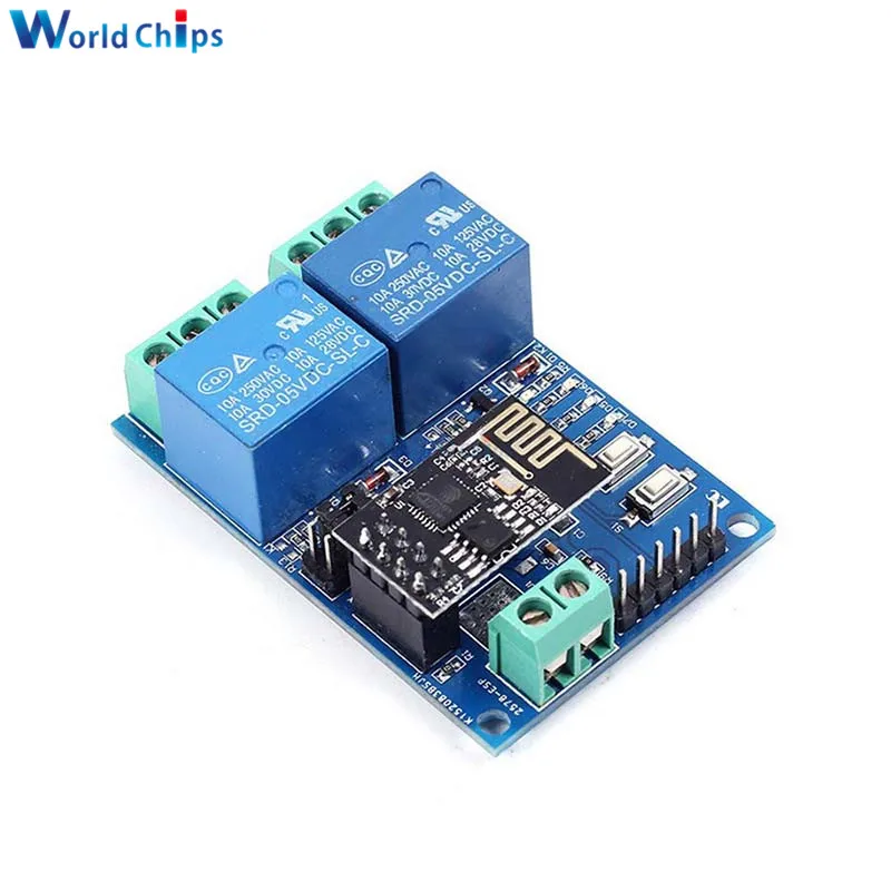 DC 5V WiFi Wireless Relay Module ESP8266 ESP 01 2CH Relay Switch Module for IOT Smart Home APP ...